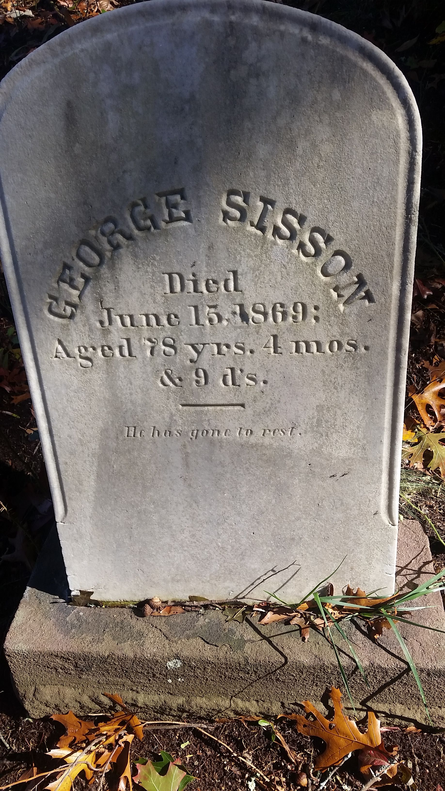 Headstones: George Sisson Gravestone: Tripp Family Genealogy